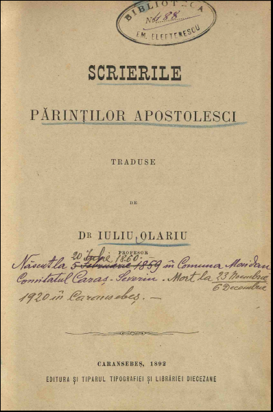 Scrierile Părinților Apostolești (1892) | Cititorul